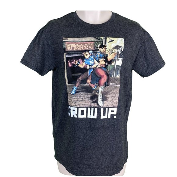 Capcom | Shirts | Mens Capcom Sz M Grow Up Street Fighter Dark Gray ...